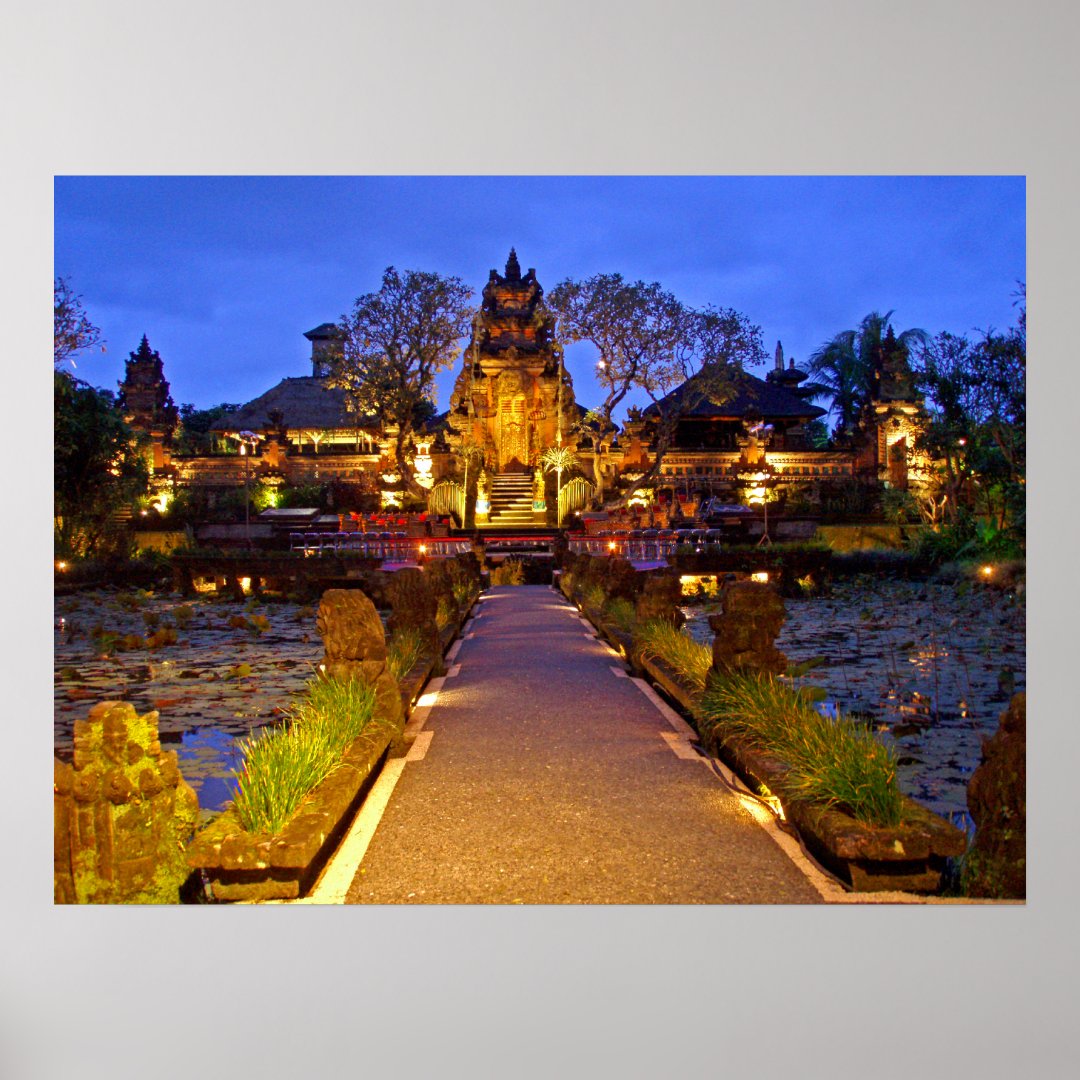 Poster full (24"x18") Cafe Lotus Temple Ubud Bali | Zazzle