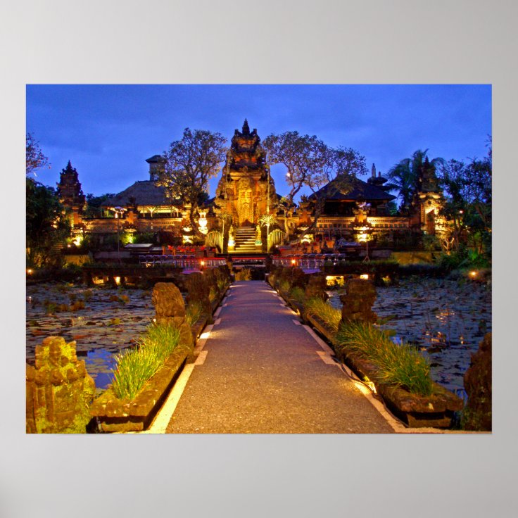Poster full (24"x18") Cafe Lotus Temple Ubud Bali | Zazzle