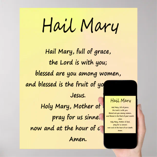Poster ~ Hail Mary ~ 40" x 48" Semi Gloss | Zazzle
