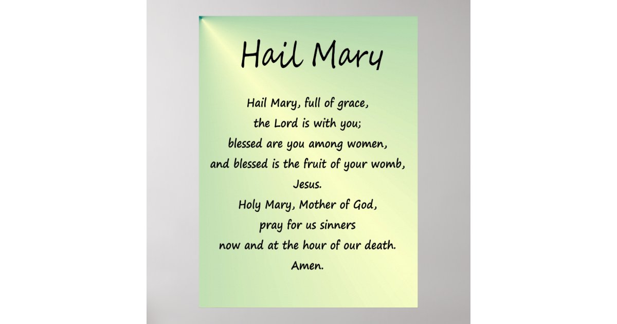 Poster ~ Hail Mary Christian Prayer | Zazzle