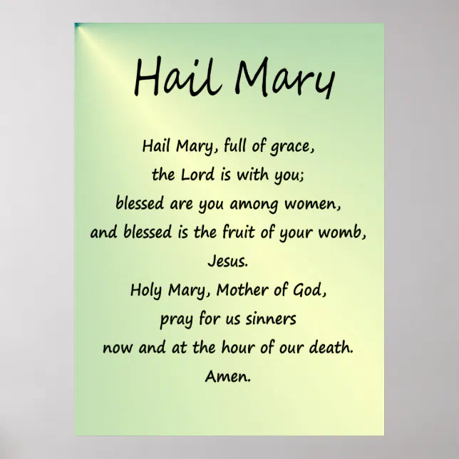 Poster ~ Hail Mary Christian Prayer | Zazzle