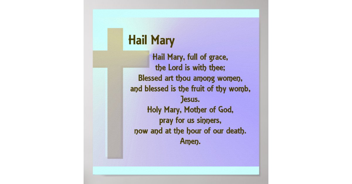 Poster-Hail Mary Prayer Poster | Zazzle