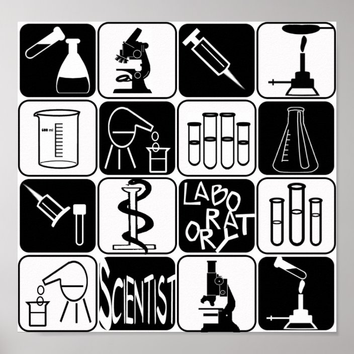 POSTER LABORATORY SCIENTIST SYMBOLS AND TOOLS | Zazzle.com