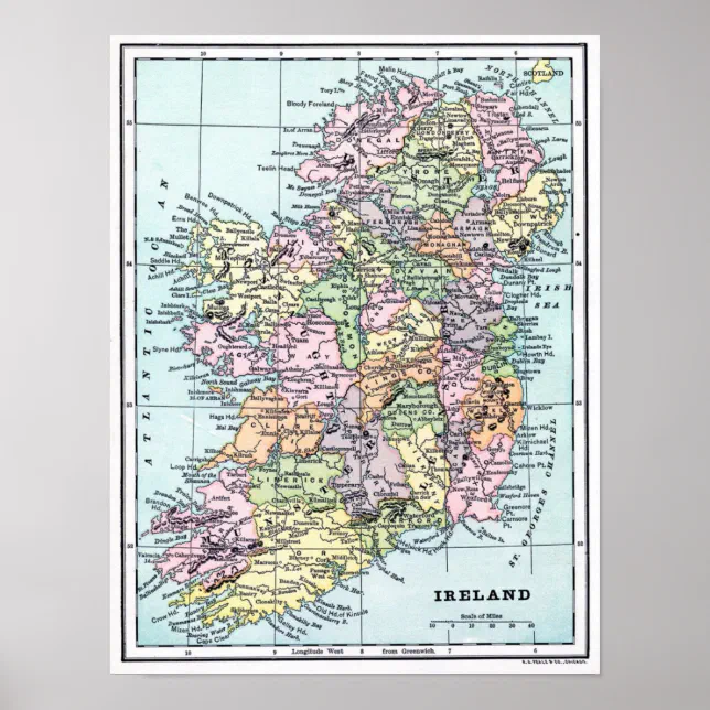 Poster - Map of Ireland | Zazzle