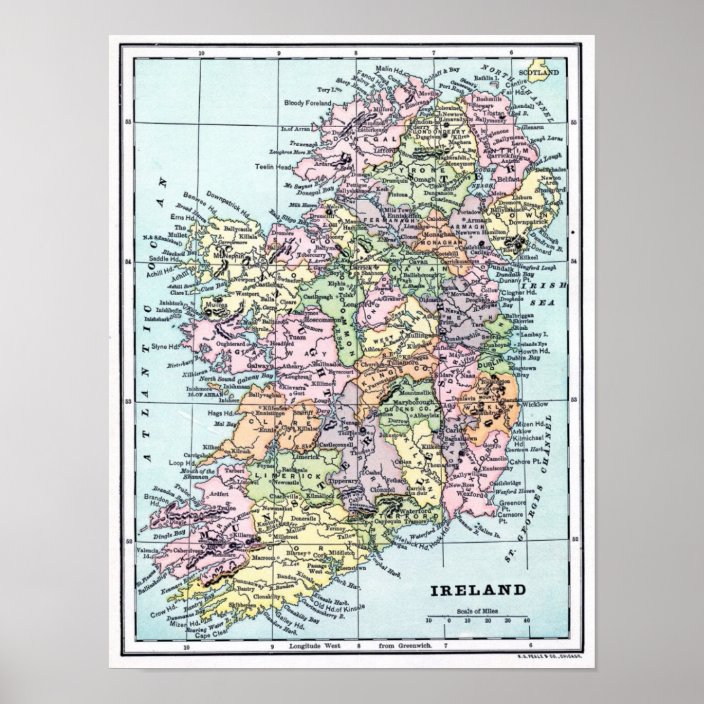 Poster - Map of Ireland | Zazzle.com