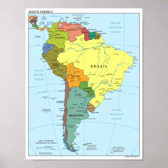 Poster - Map of South America | Zazzle
