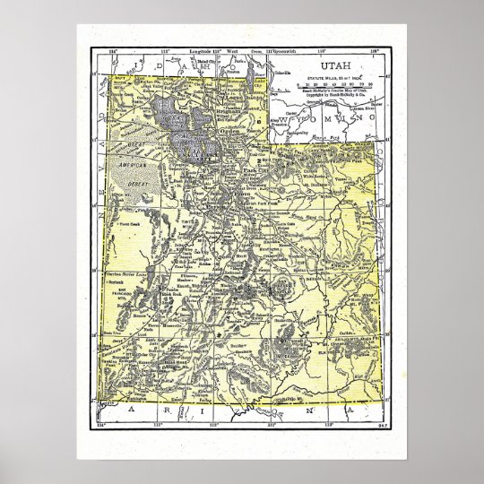 Poster: Map of Utah, 1921 Poster | Zazzle.com