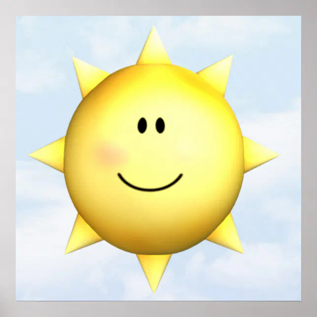 Poster mural happy face sunshine 23x23 customize | Zazzle
