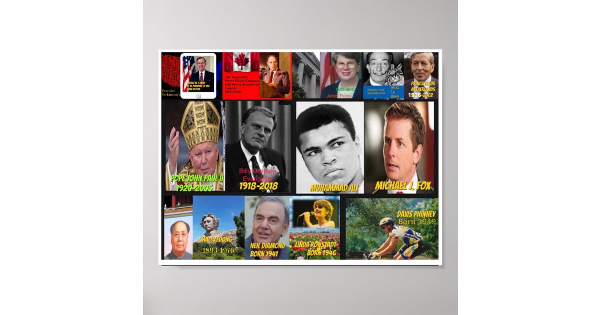 Poster of famous Parkinson’s patients | Zazzle