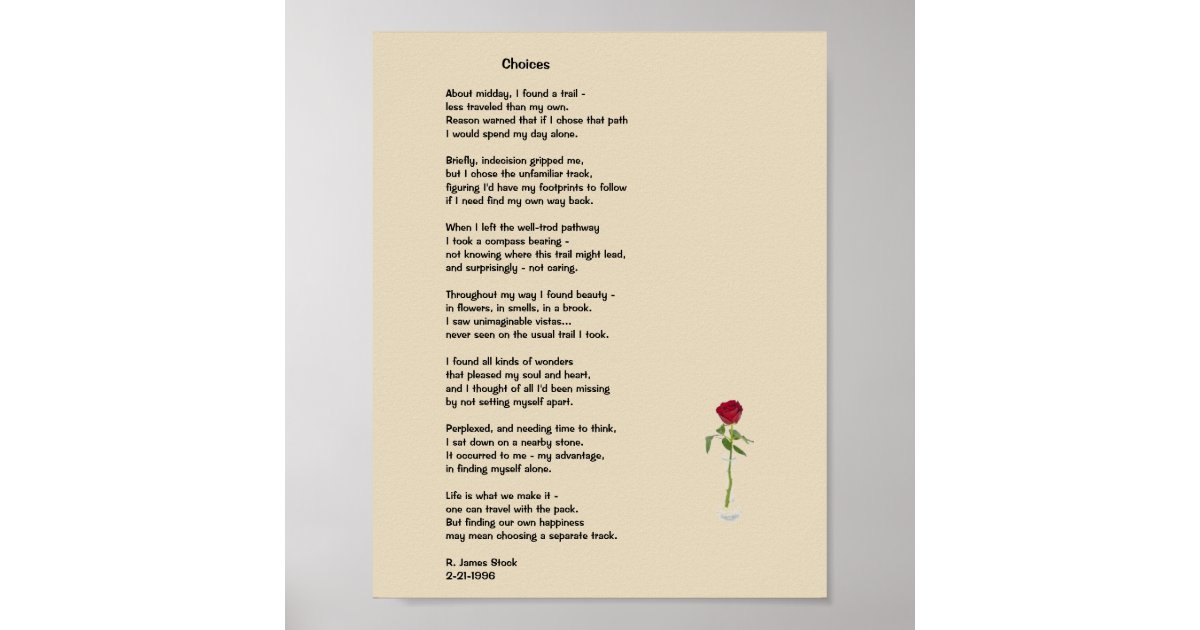 Poster of poem: Choices (setting ourselves apart) | Zazzle