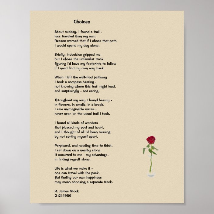 Poster of poem: Choices (setting ourselves apart) | Zazzle.com