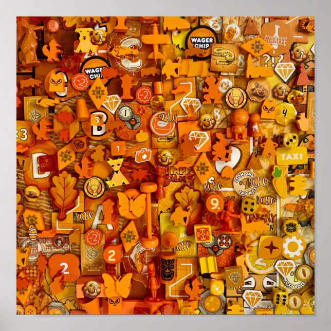 Poster: Orange Board Game Components Poster | Zazzle