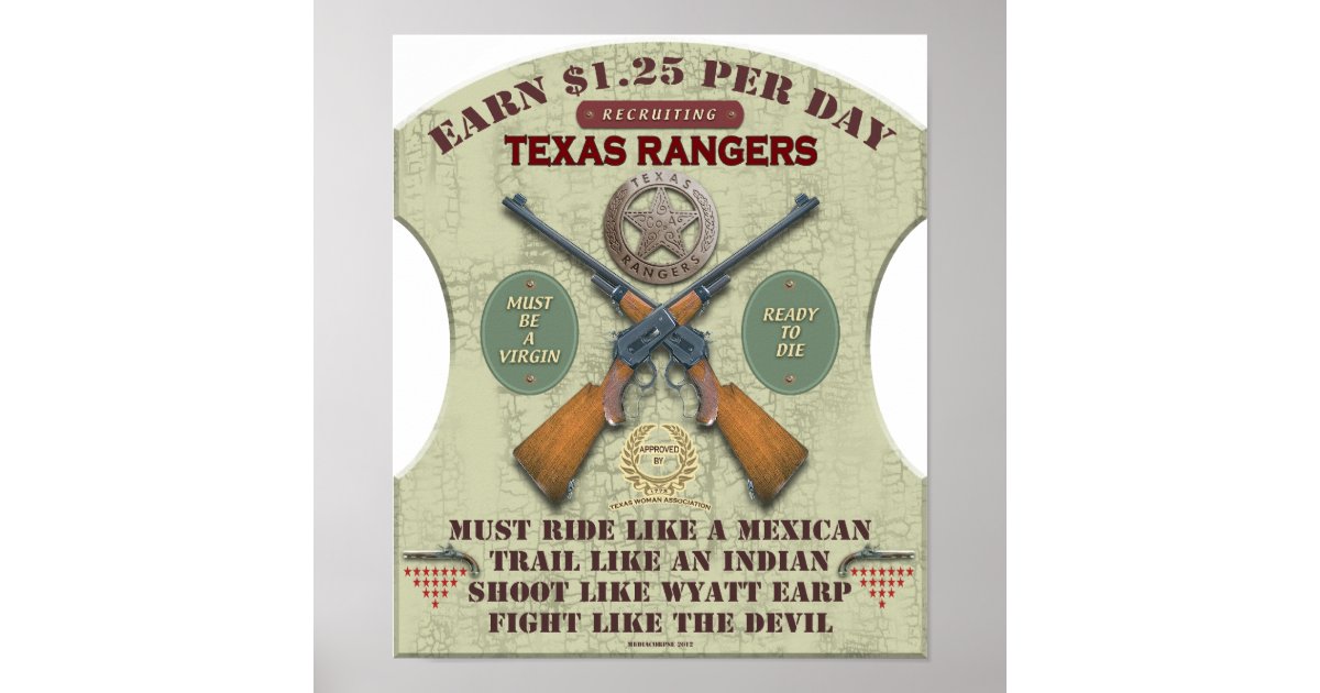 POSTER - RECRUITING TEXAS RANGERS 1887 | Zazzle
