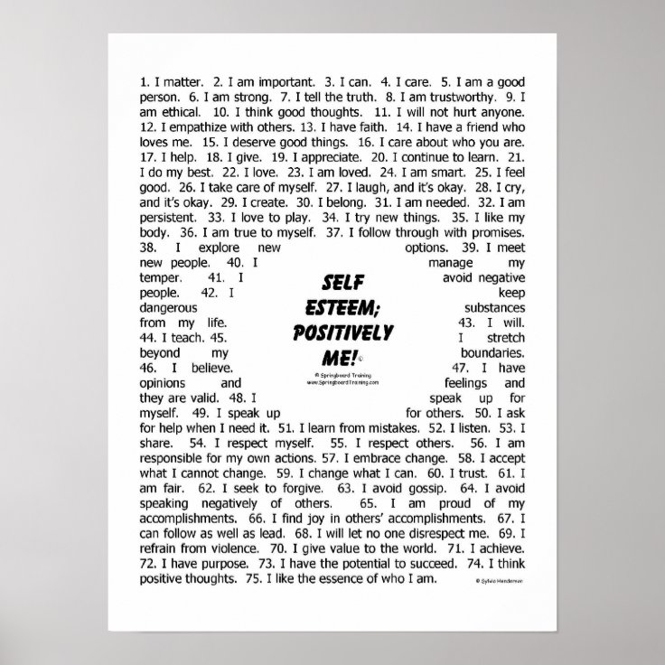 Poster: "Self Esteem_Positively Me" Poster | Zazzle