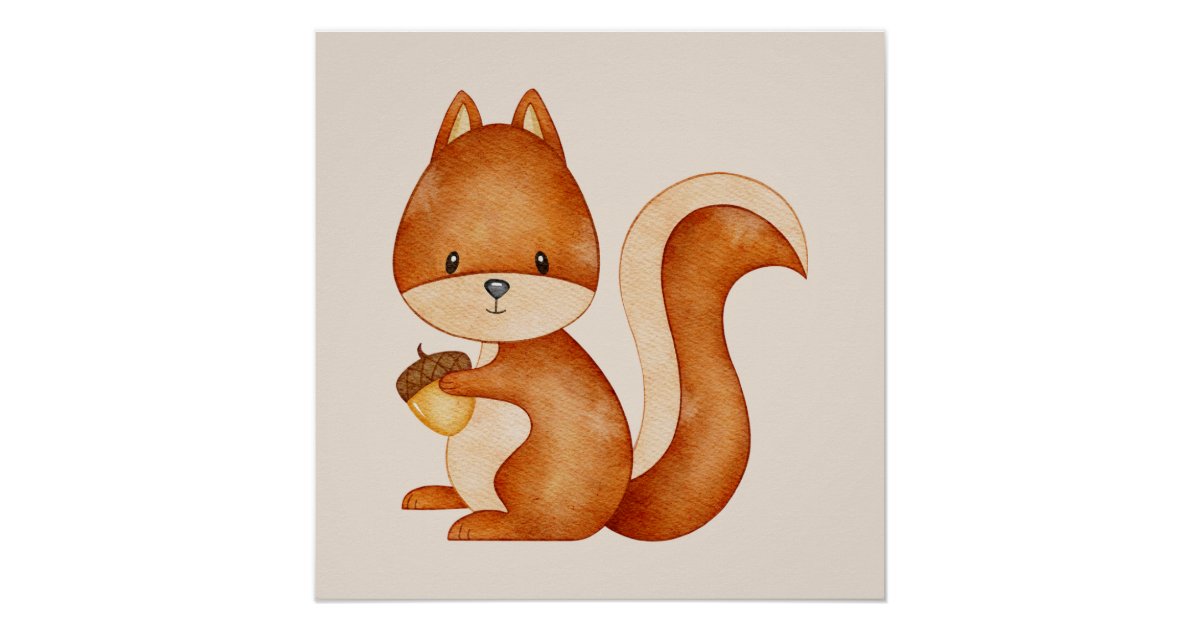 Poster Squirrel - decoration baby bedroom | Zazzle