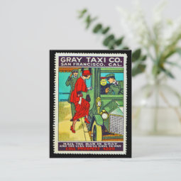Poster Stamp Postcard Gray Taxi Co. SF | Zazzle