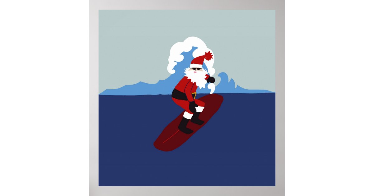 Poster- Surfing Santa! Poster | Zazzle