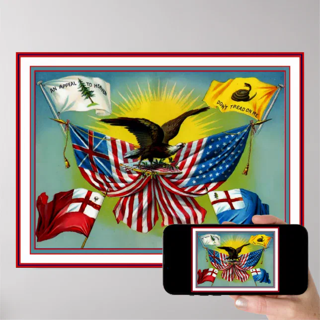 Poster Vintage 1885 History of US Flags | Zazzle