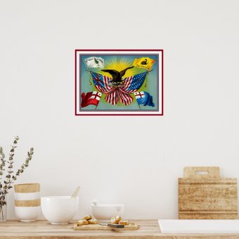 Poster Vintage 1885 History of US Flags | Zazzle