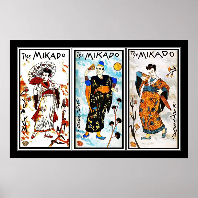 Poster Vintage Art Japanese The Mikado 3 Panels | Zazzle