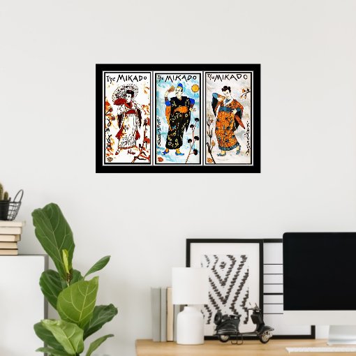 Poster Vintage Art Japanese The Mikado 3 Panels | Zazzle