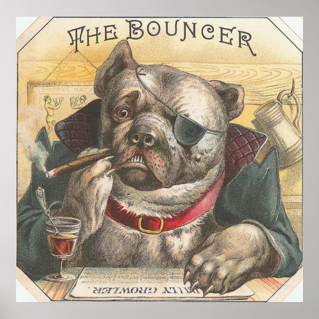 Poster Vintage Dog Bouncer Bar | Zazzle