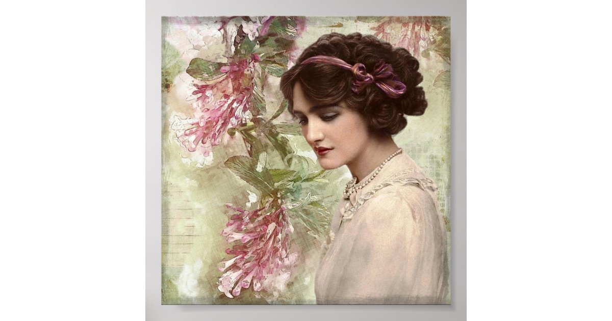 Poster, Vintage Print, Beautiful Lady Poster | Zazzle