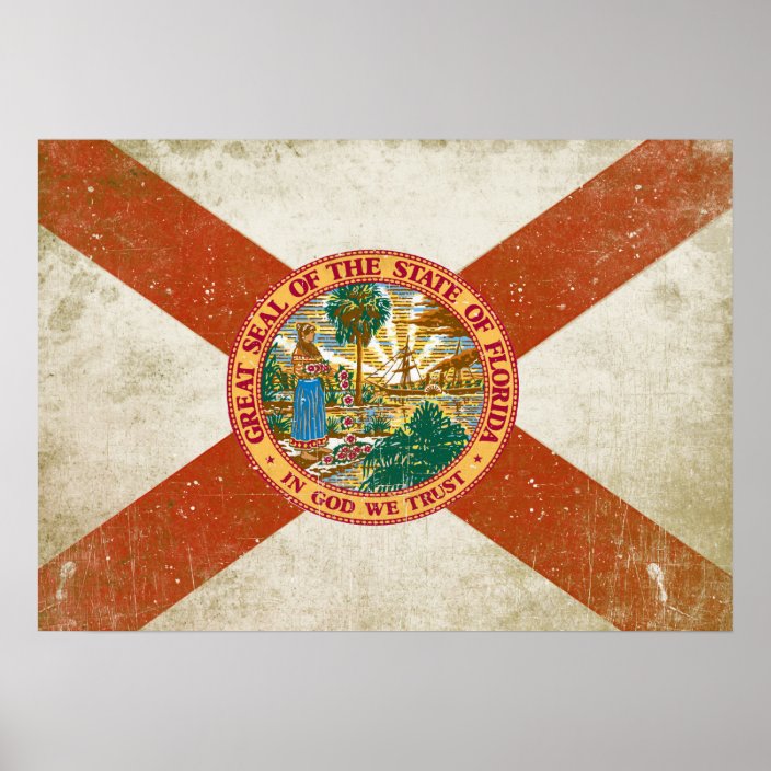 Poster with Distressed Flag from Florida | Zazzle.com