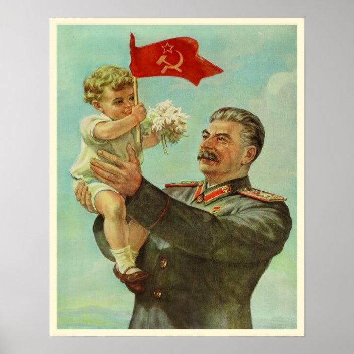 Poster with Vintage Stalin Propaganda Print | Zazzle