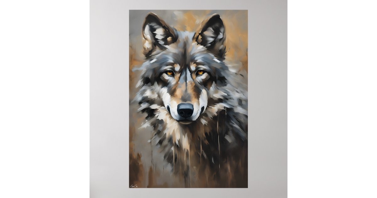 Poster | Wolf | Oil Artstyle | Zazzle
