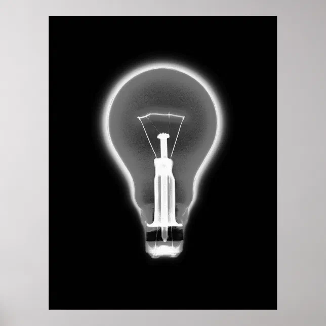 Poster- X-RAY LIGHT BULB BLACK B&W Poster | Zazzle