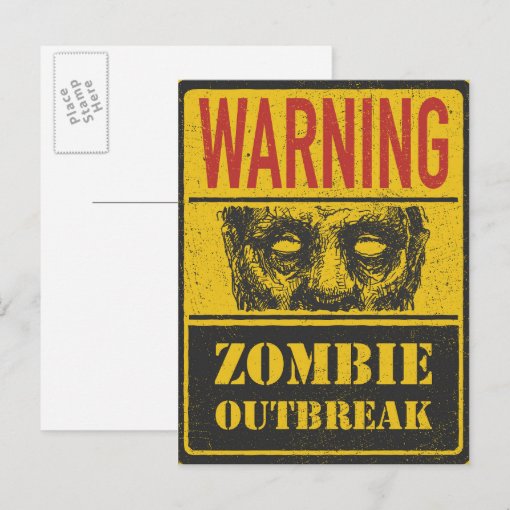 Poster Zombie Outbreak. Sign Board With Zombie Postcard | Zazzle