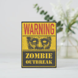 Poster Zombie Outbreak. Sign Board With Zombie Postcard | Zazzle