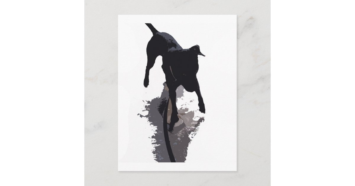 posterized dog and shadow postcard | Zazzle