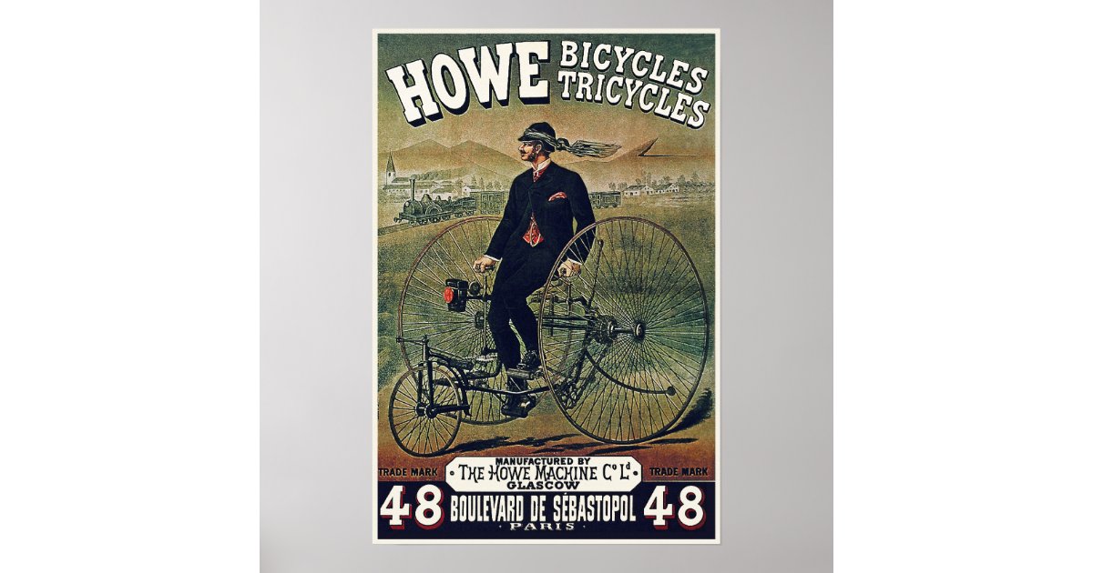 Posters/Prints: Howe Bicycles Tricycles Poster | Zazzle