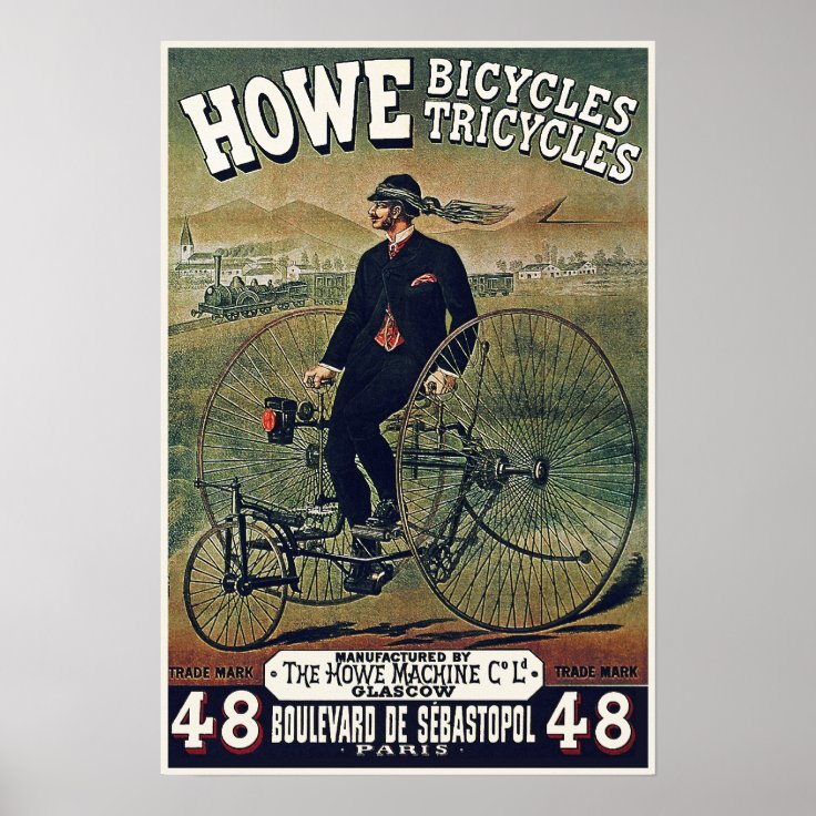 Posters/Prints: Howe Bicycles Tricycles Poster | Zazzle