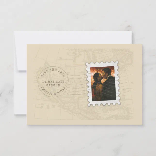 Postmark and Photo Stamp Travel Save the Date | Zazzle