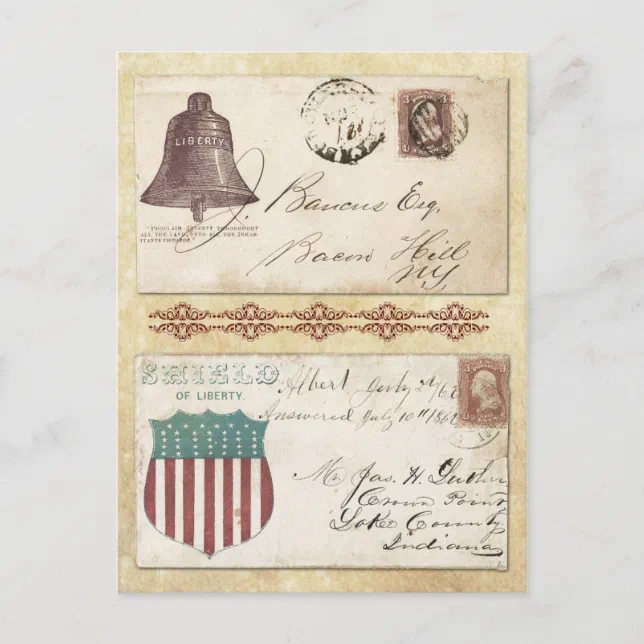 Postmarked Civil War Envelopes with Liberty Bell Postcard | Zazzle