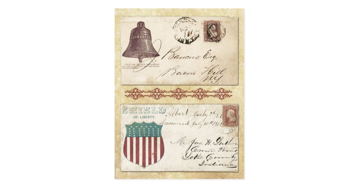 Postmarked Civil War Envelopes with Liberty Bell Postcard | Zazzle.com