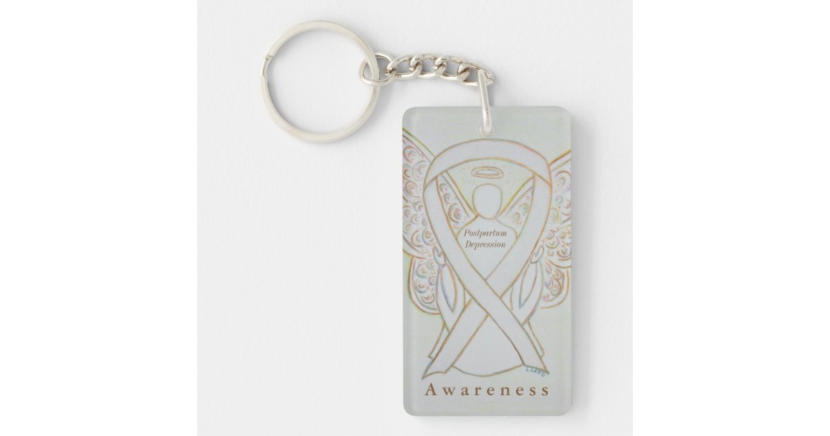 Postpartum Depression Awareness Ribbon Keychain | Zazzle