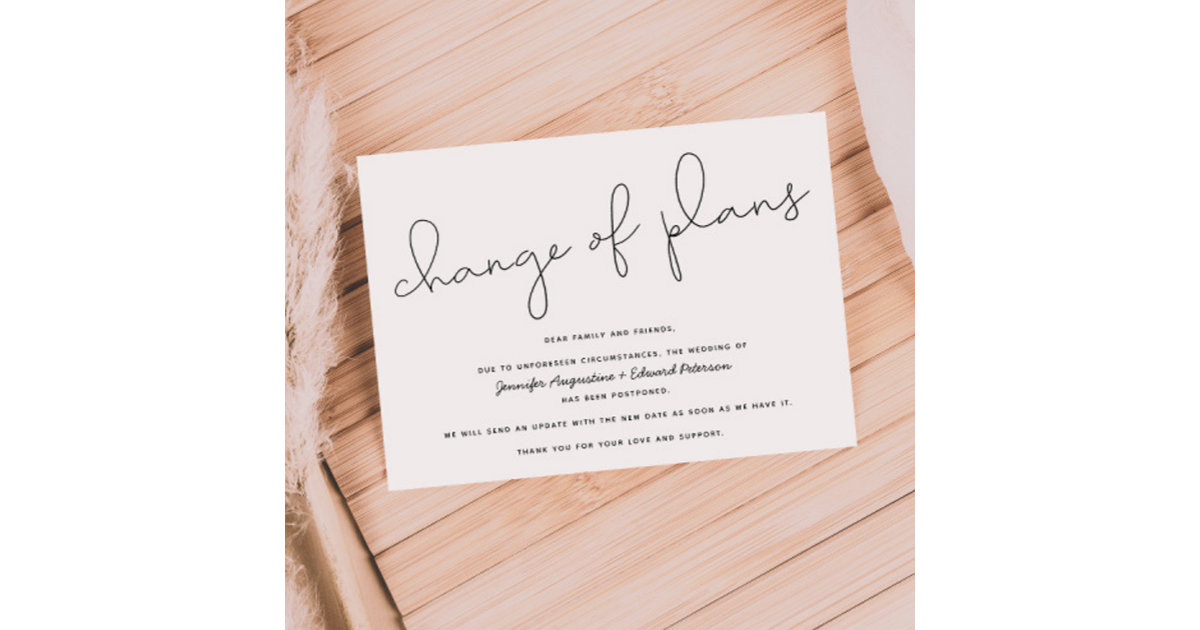 Postponed | Canceled | Change of Plans Wedding Invitation | Zazzle