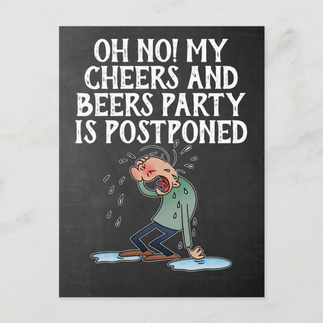 Postponed Cheers And Beers Party Cancellation Postcard | Zazzle