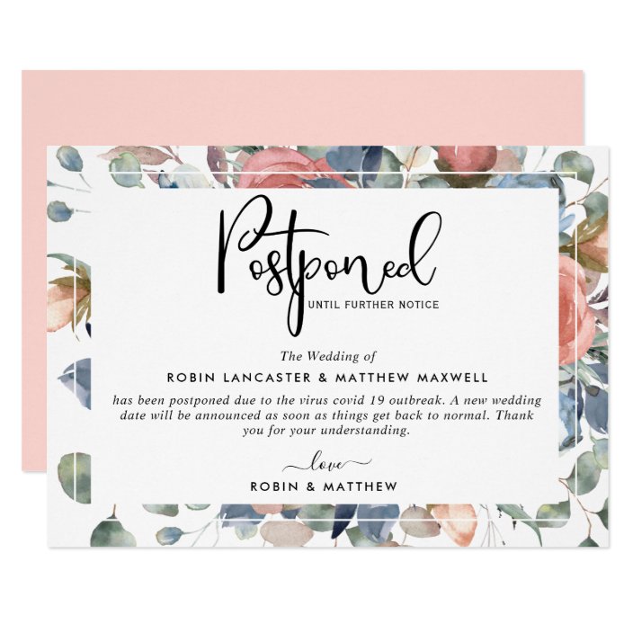 Postponed Event Announcement, Blush Peach Card | Zazzle.com