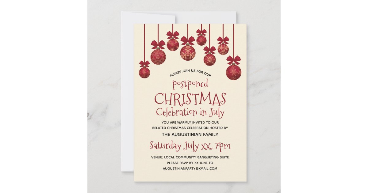 Postponed July Christmas Party Invitation | Zazzle