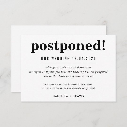 POSTPONED WEDDING announcement simple information | Zazzle.com
