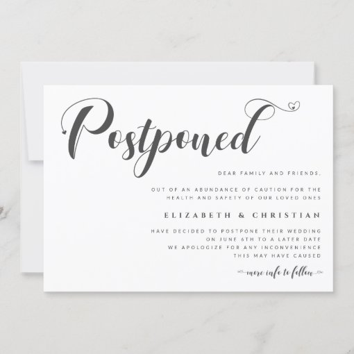 Postponed Wedding Date Change Social Distance Invitation | Zazzle