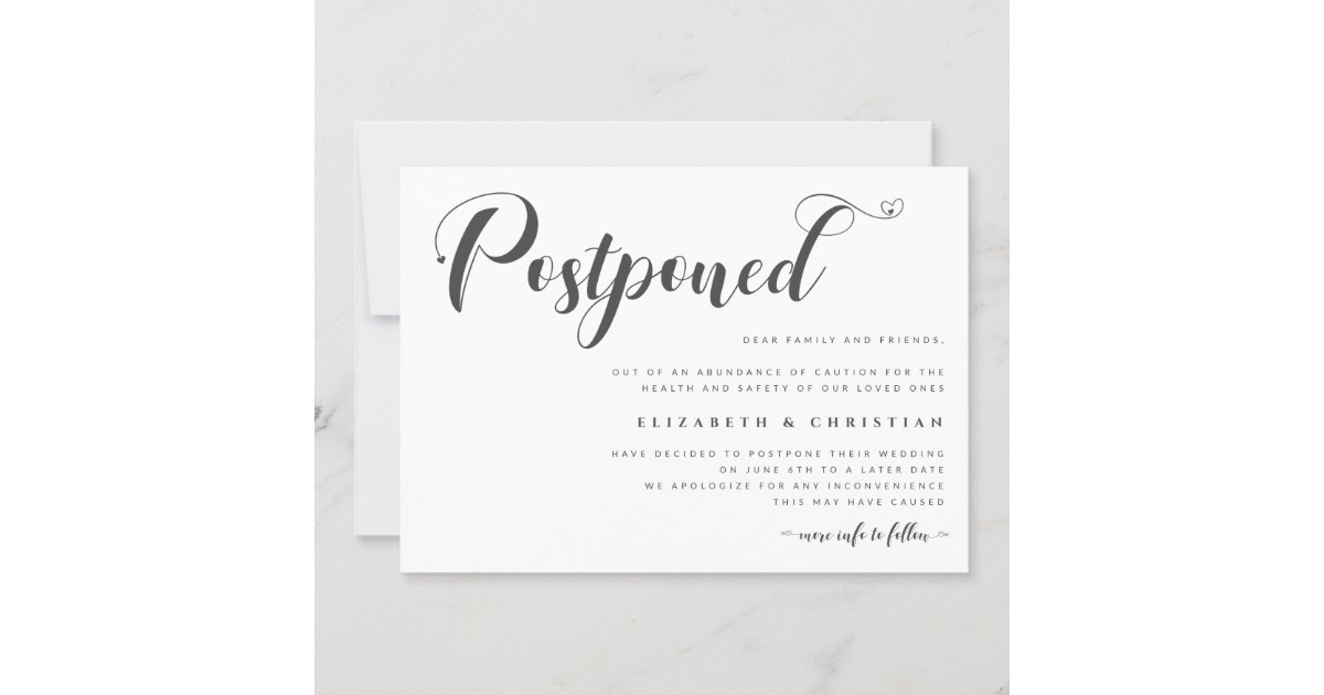 Postponed Wedding Date Change Social Distance Invitation | Zazzle
