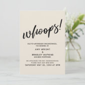 Postponed Wedding Humorous "Whoops!" Cream Card | Zazzle