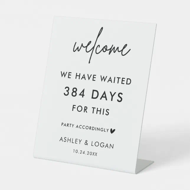 Postponed Wedding Party Accordingly Reception Pedestal Sign | Zazzle