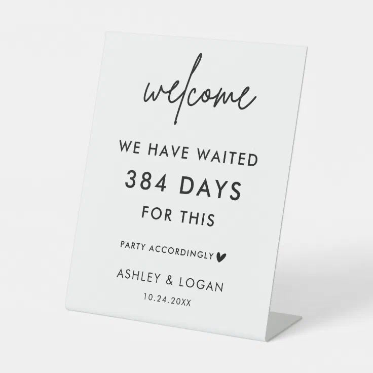 Postponed Wedding Party Accordingly Reception Pedestal Sign | Zazzle